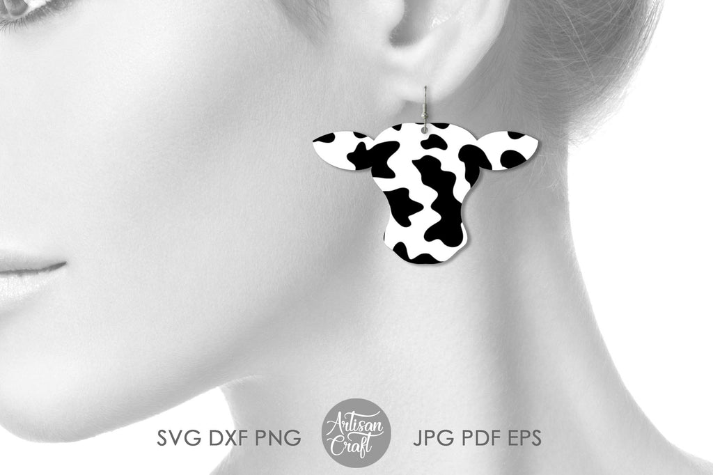 Cow earrings SVG, cut file, cow head, cow face | So Fontsy