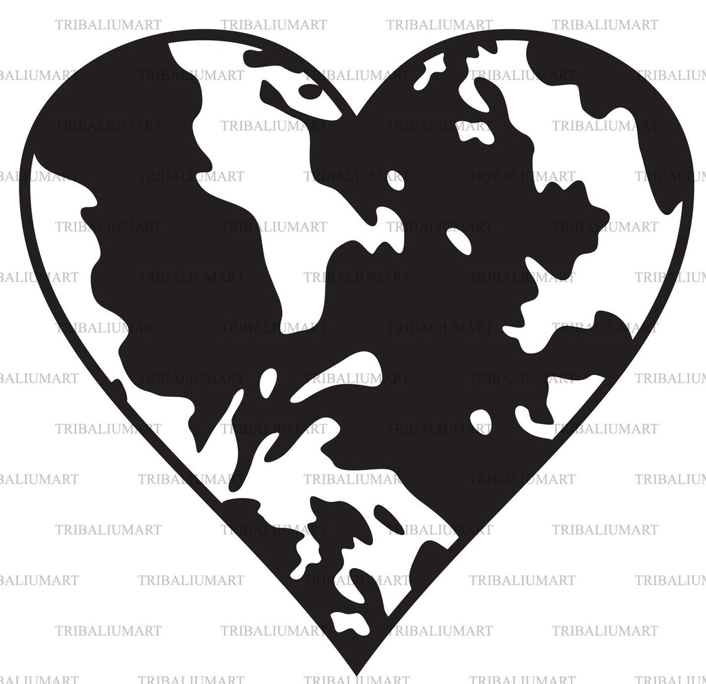 Cow heart (animal skin pattern background). Cut files for Cricut. Clip ...