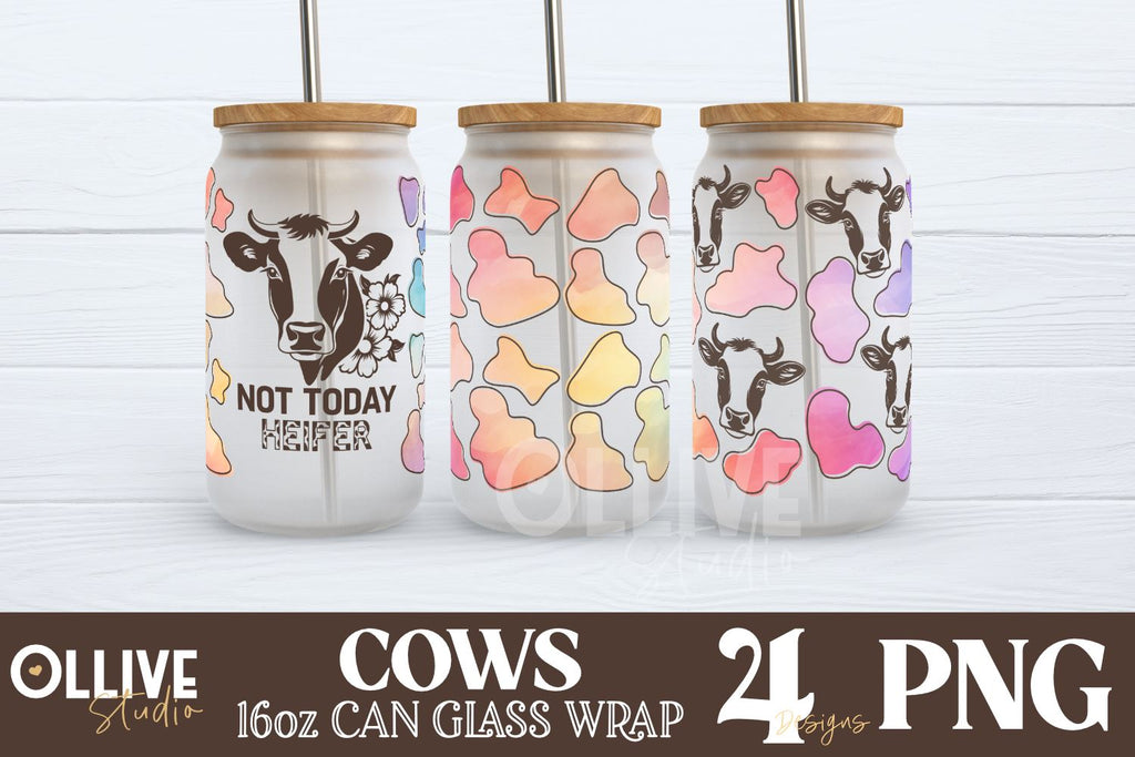 Cow Can Glass Wrap Sublimation Bundle - So Fontsy