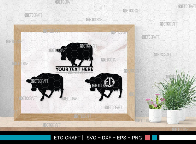 Cow Monogram, Cow Silhouette, Cow SVG, Ox Svg, Cattle Svg, Animal Svg ...