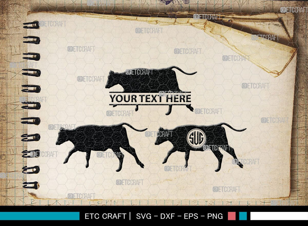 Cow Monogram, Cow Silhouette, Cow SVG, Ox Svg, Cattle Svg, Animal Svg ...