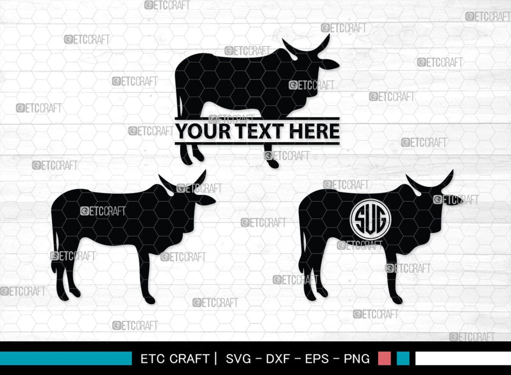 Cow Monogram, Cow Silhouette, Cow SVG, Ox Svg, Cattle Svg, Animal Svg ...