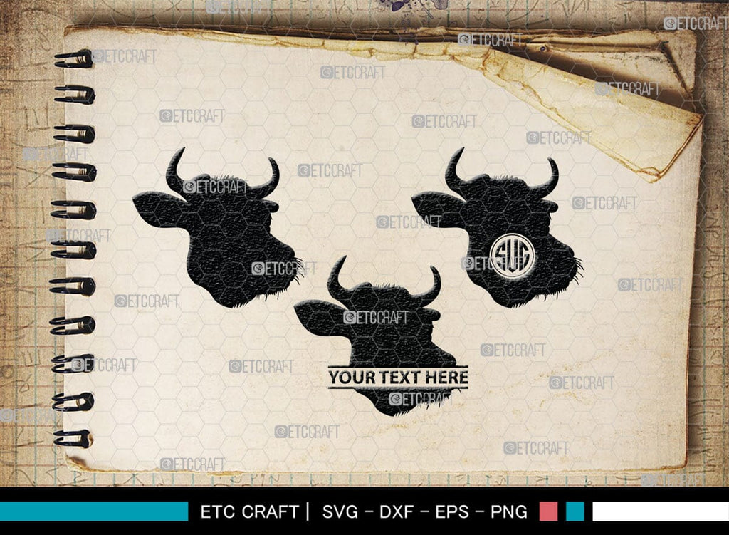 Cow Monogram, Cow Silhouette, Cow SVG, Ox Svg, Cattle Svg, Animal Svg ...