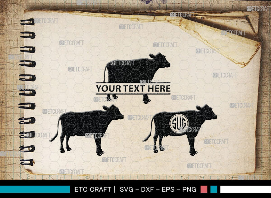 Cow Monogram, Cow Silhouette, Cow SVG, Ox Svg, Cattle Svg, Animal Svg ...