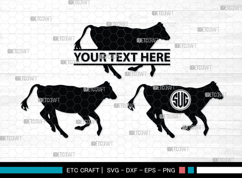 Cow Monogram, Cow Silhouette, Cow SVG, Ox Svg, Cattle Svg, Animal Svg ...
