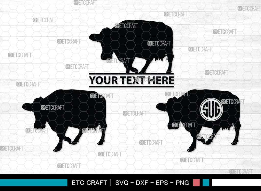 Cow Monogram, Cow Silhouette, Cow SVG, Ox Svg, Cattle Svg, Animal Svg ...