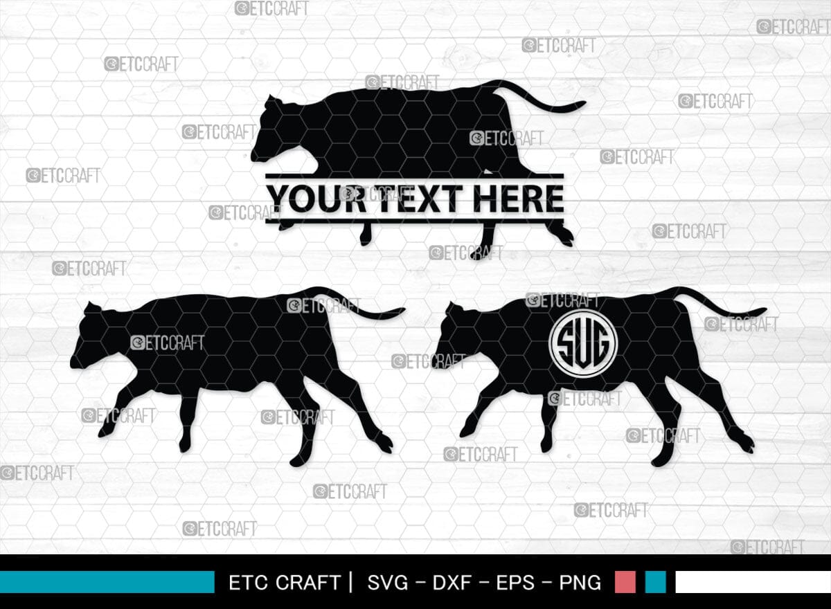 Cow Monogram, Cow Silhouette, Cow SVG, Ox Svg, Cattle Svg, Animal Svg ...