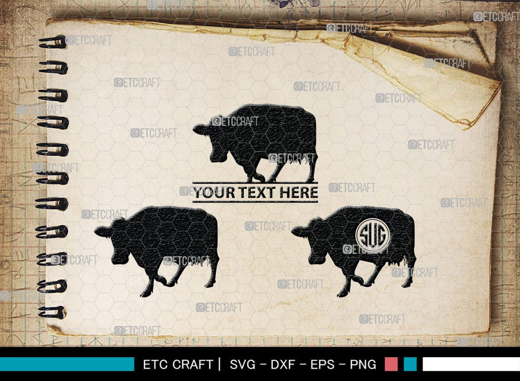 Cow Monogram, Cow Silhouette, Cow SVG, Ox Svg, Cattle Svg, Animal Svg ...
