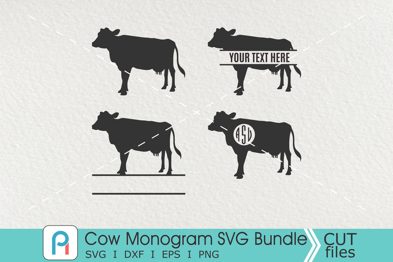Cow Monogram Svg, Cow Svg, Cow Clip Art, Farm Monogram Svg - So Fontsy