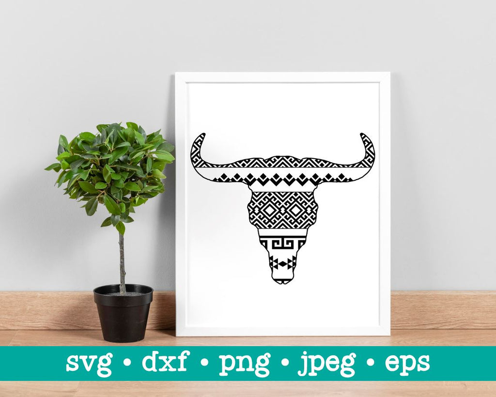 Cow skull with aztec pattern farmhouse, Country farm, Cow skull cut ...