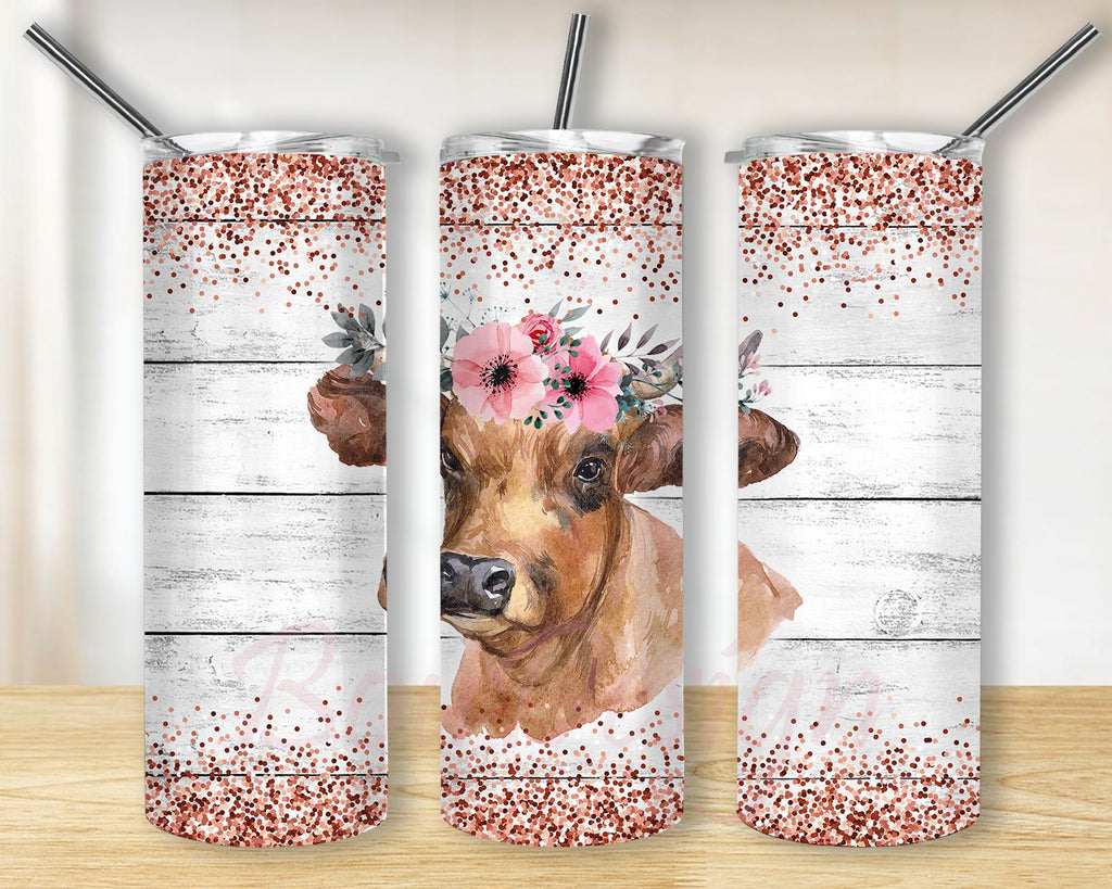 Cow Tumbler Wrap Flower Farm Life Seamless Tumbler Design Sublimation ...