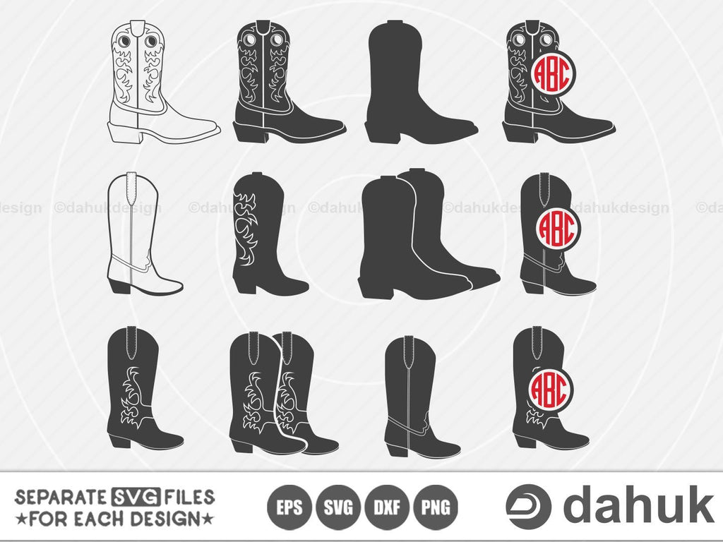 Cowboy Boots svg, Cowboy Boots Clipart Bundle, Silhouette, Studio Files ...