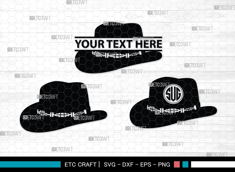 Cowboy Hat Monogram, Cowboy Hat Silhouette, Cowboy Hat SVG, Western Hat ...