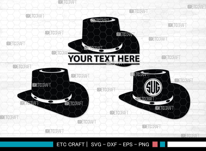 Cowboy Hat Monogram, Cowboy Hat Silhouette, Cowboy Hat SVG, Western Hat ...