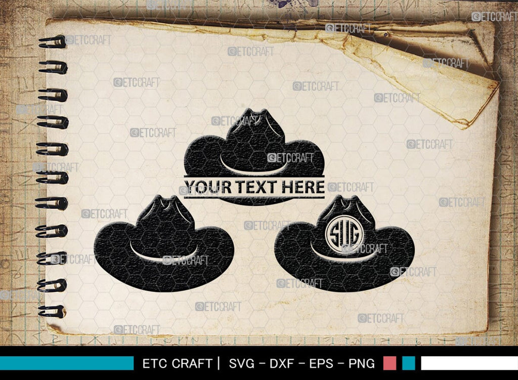 Cowboy Hat Monogram, Cowboy Hat Silhouette, Cowboy Hat SVG, Western Hat ...