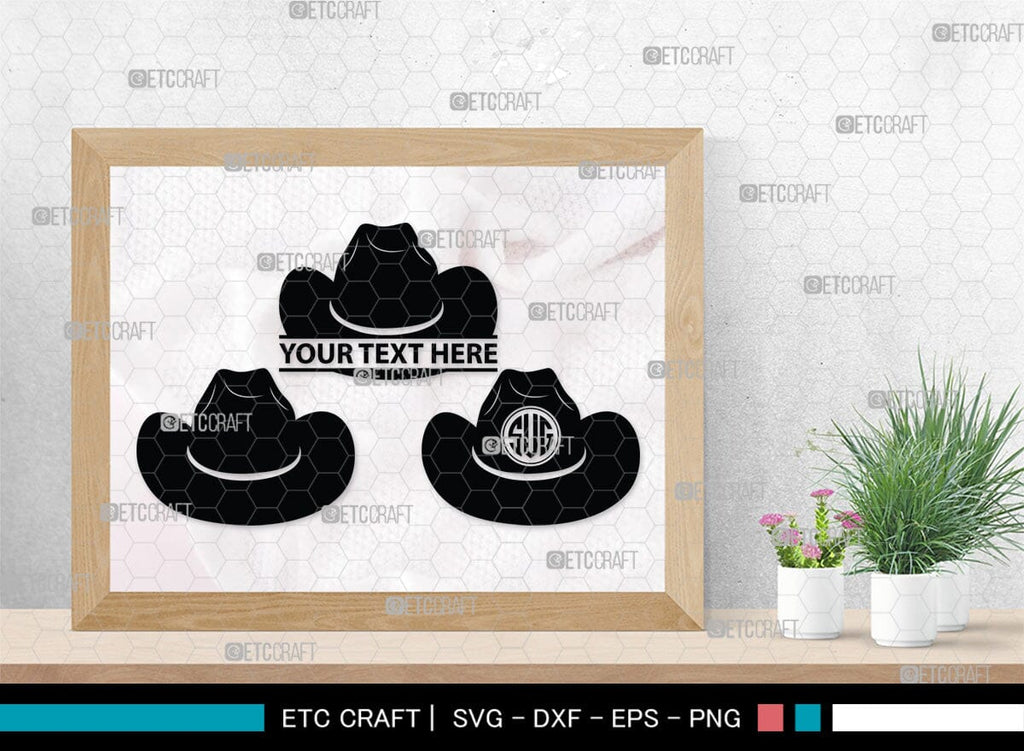 Cowboy Hat Monogram, Cowboy Hat Silhouette, Cowboy Hat SVG, Western Hat ...
