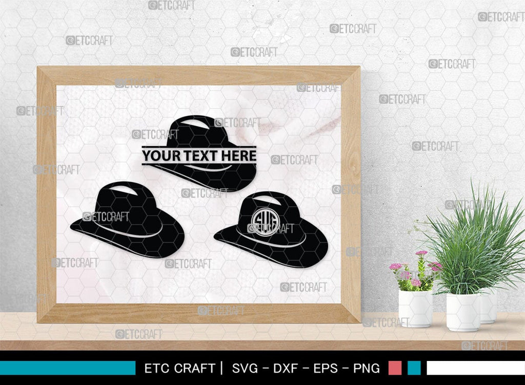 Cowboy Hat Monogram, Cowboy Hat Silhouette, Cowboy Hat SVG, Western Hat ...