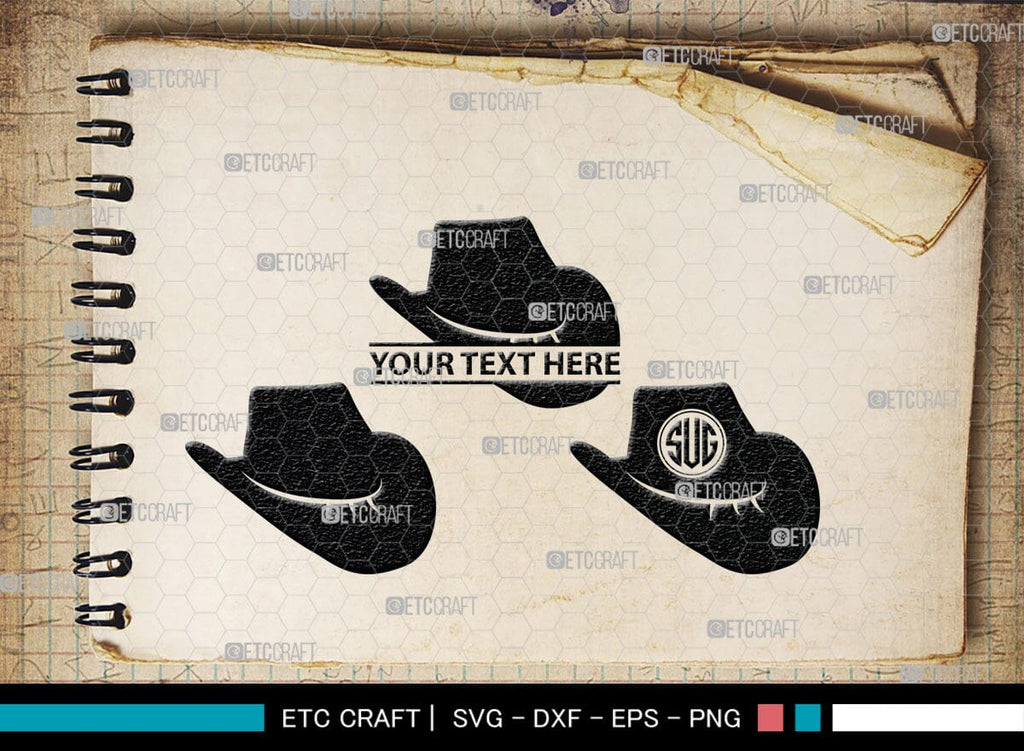Cowboy Hat Monogram, Cowboy Hat Silhouette, Cowboy Hat SVG, Western Hat ...