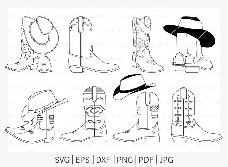 Cowboy Svg, Cowboy Boot Outline, Cowboy boots svg, Cowboy vector, Cowgirl Boots Svg, Cowboy Hat ...