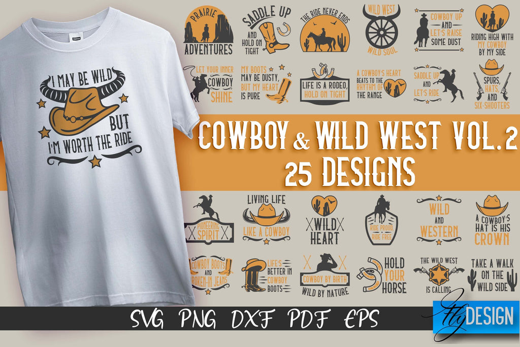 Cowboy & Wild West SVG | Western SVG Design | Cowboy T-Shirt Design v.1 ...