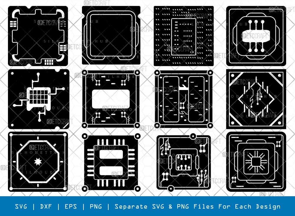 CPU Processor Silhouette, CPU Processor SVG, Memory Svg, Computer Svg ...