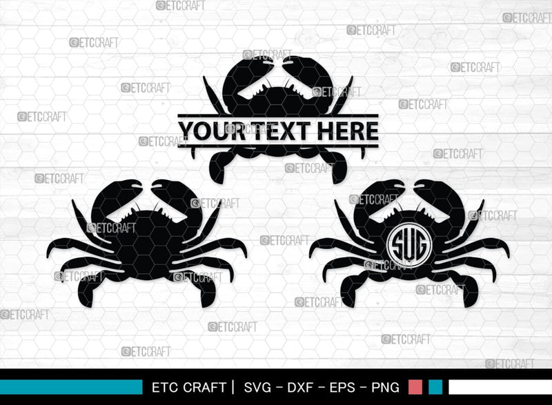 Crab Monogram, Crab Silhouette, Crab SVG, Ocean Crab Svg, Maryland Crab ...