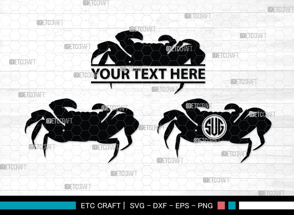 Crab Monogram, Crab Silhouette, Crab SVG, Ocean Crab Svg, Maryland Crab ...
