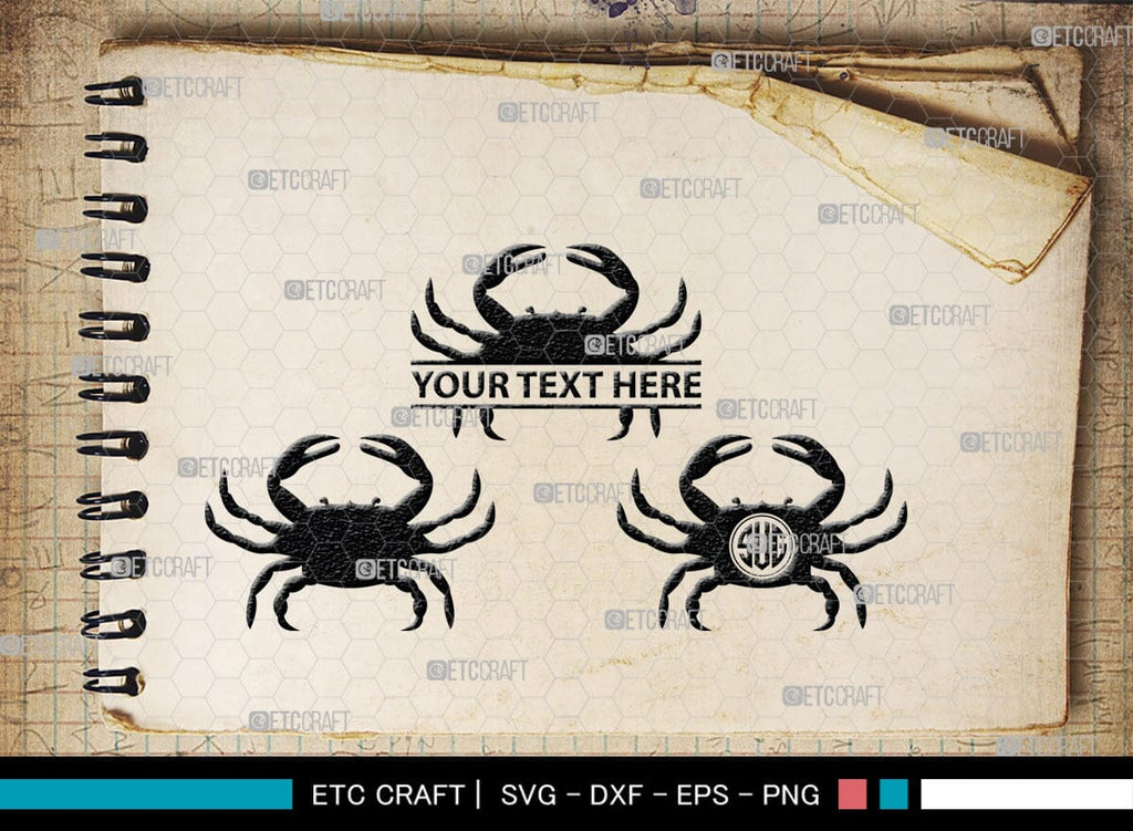 Crab Monogram, Crab Silhouette, Crab SVG, Ocean Crab Svg, Maryland Crab ...