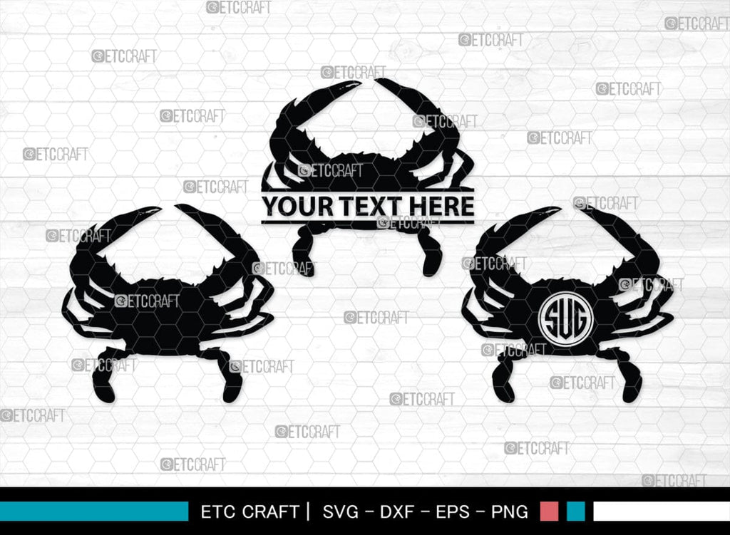 Crab Monogram, Crab Silhouette, Crab SVG, Ocean Crab Svg, Maryland Crab ...
