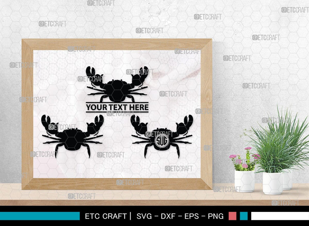 Crab Monogram, Crab Silhouette, Crab SVG, Ocean Crab Svg, Maryland Crab ...