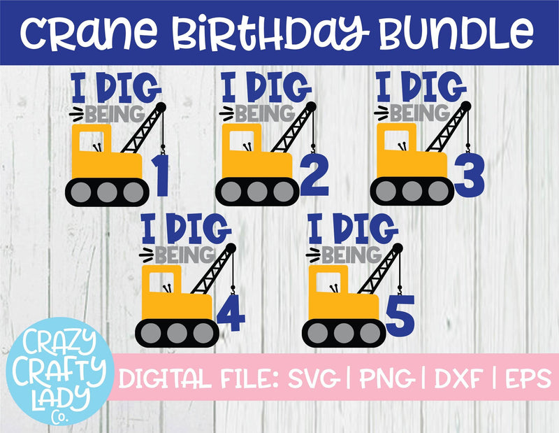 Crane Birthday SVG Cut File Bundle - So Fontsy