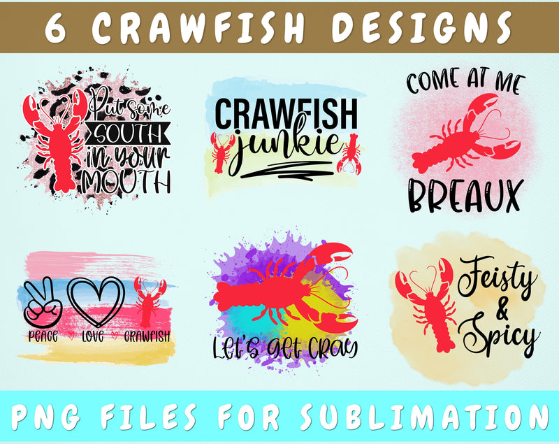 Crawfish Sublimation Designs Bundle, 6 Designs, Crawfish Quotes PNG ...