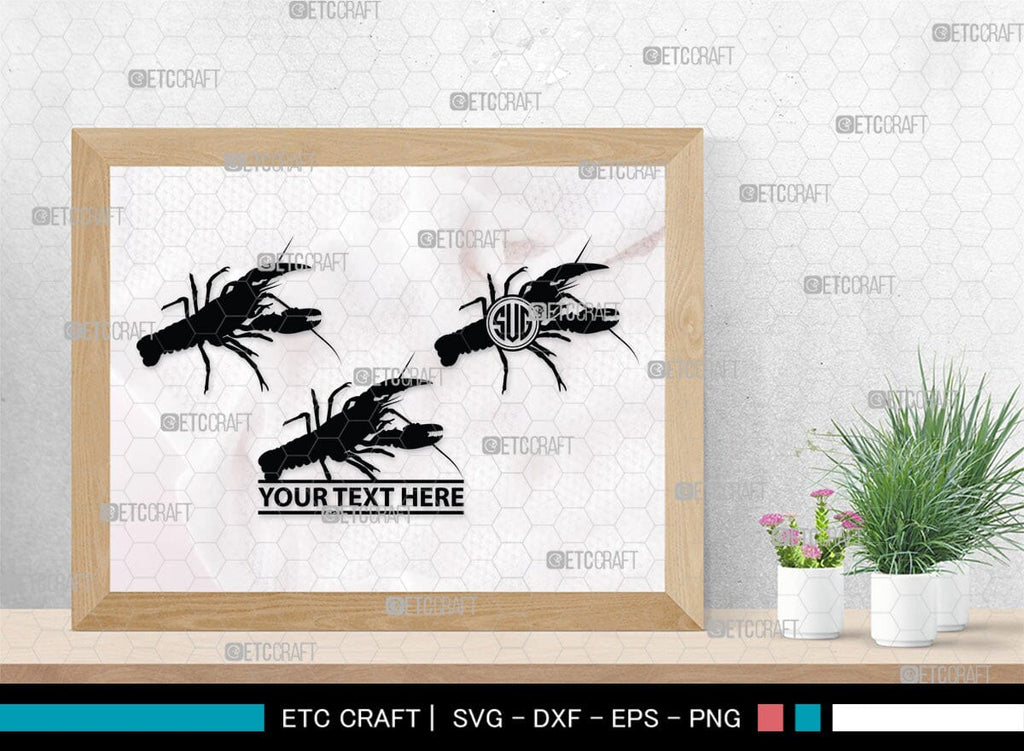 Crayfish Monogram, Crayfish Silhouette, Crayfish SVG, Crawfish Svg ...