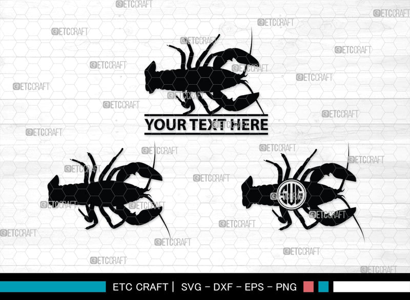 Crayfish Monogram, Crayfish Silhouette, Crayfish SVG, Crawfish Svg ...