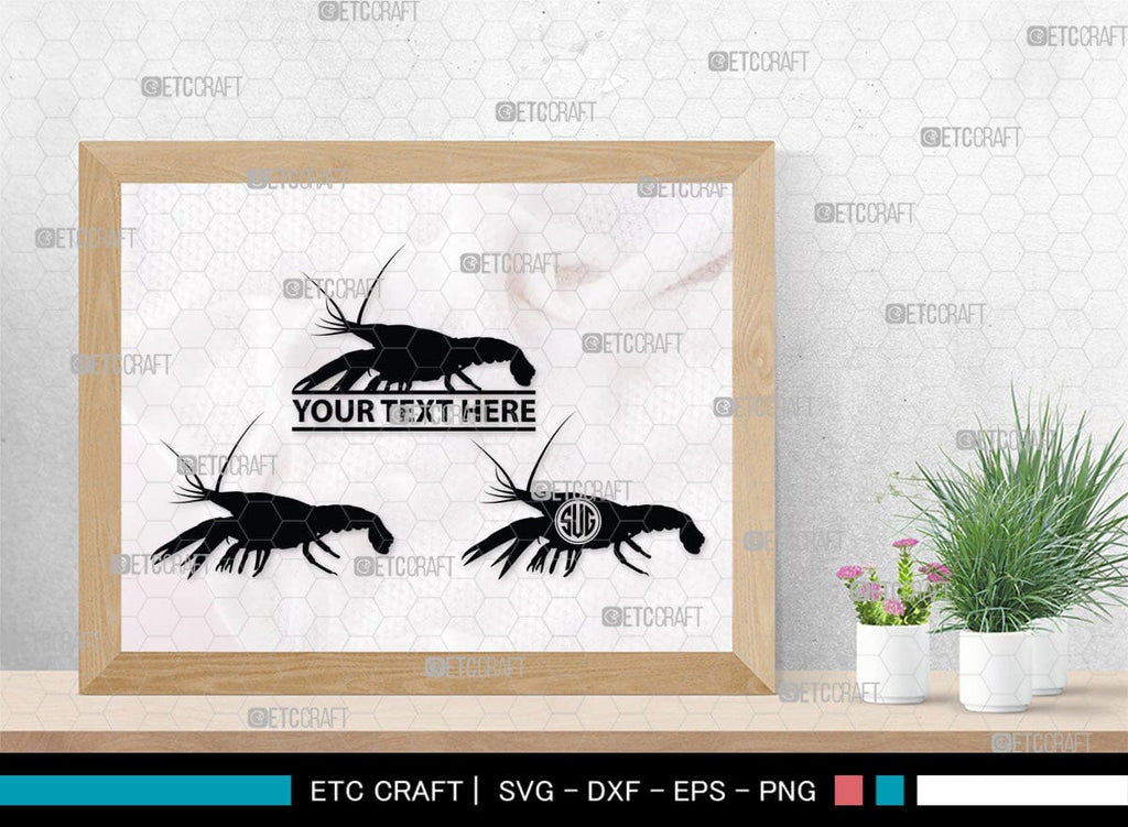 Crayfish Monogram, Crayfish Silhouette, Crayfish SVG, Crawfish Svg ...