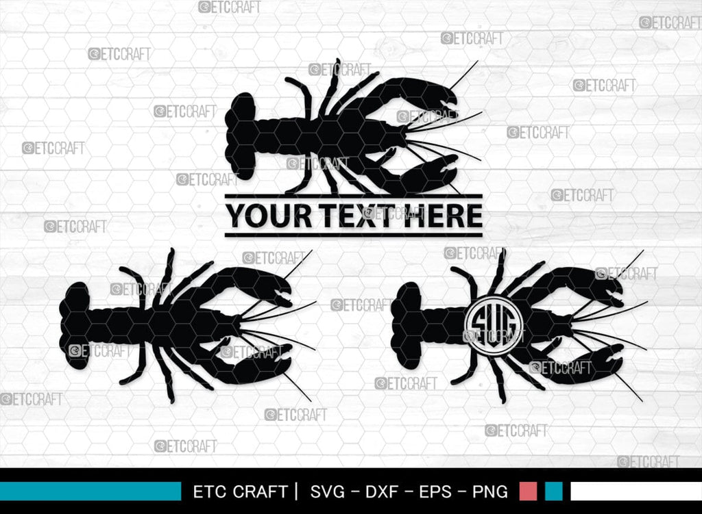 Crayfish Monogram, Crayfish Silhouette, Crayfish SVG, Crawfish Svg ...