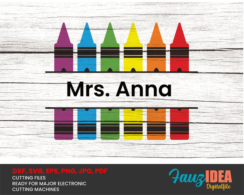 Crayon Split Monogram Svg, Teacher Crayon Svg, High Resolution Digital ...