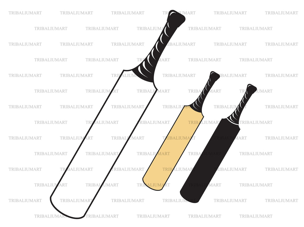 Cricket bat. Cut files for Cricut. Clip Art silhouette (eps, svg, pdf ...