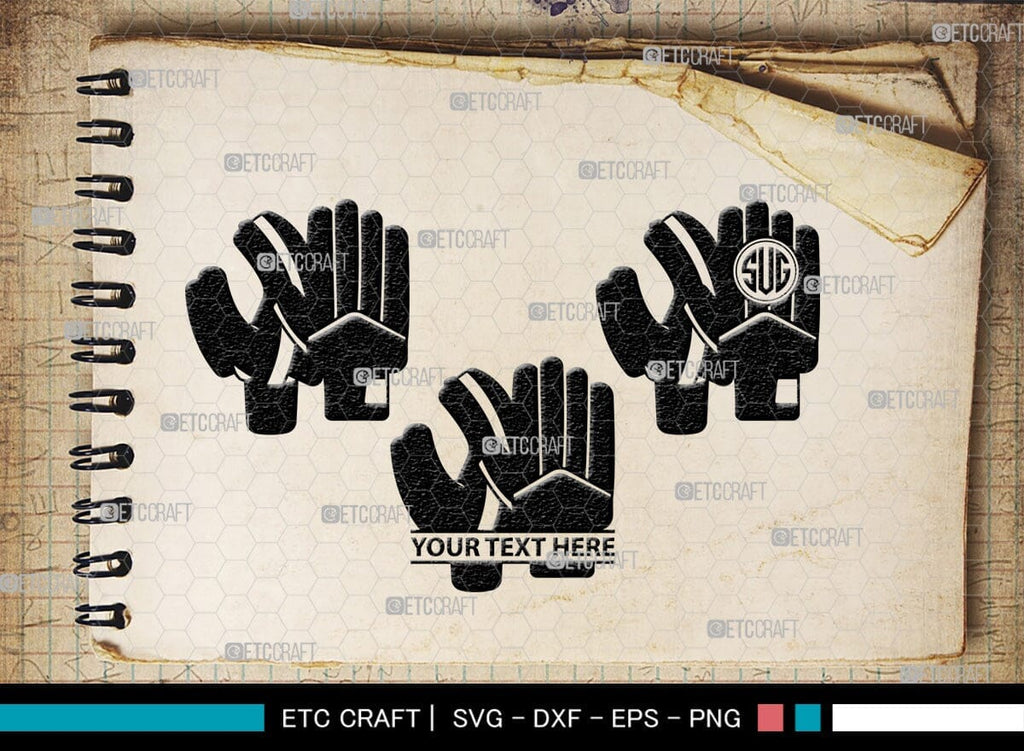 Cricket Hand Gloves Monogram, Cricket Hand Gloves Silhouette, Hand ...