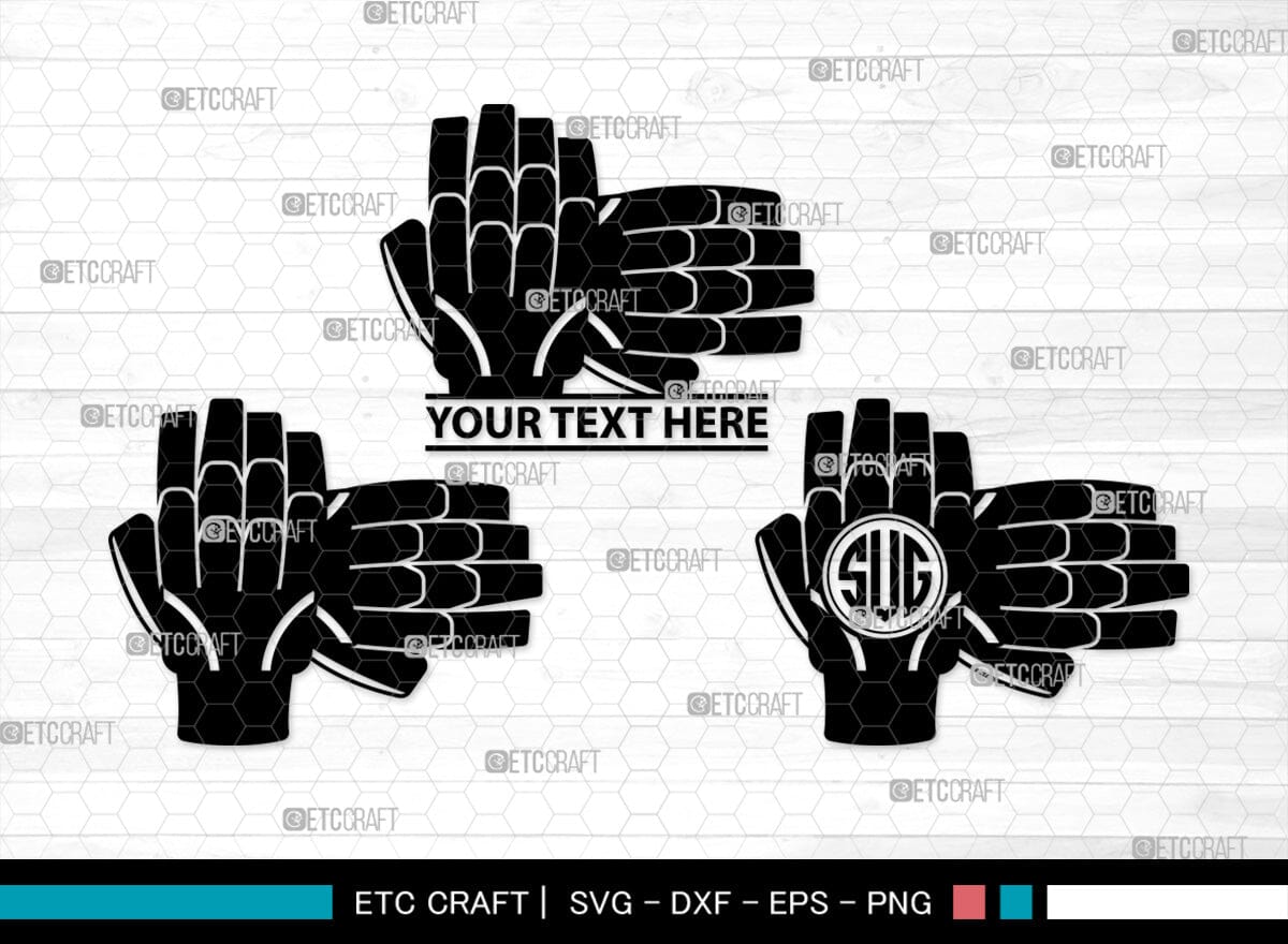 Cricket Hand Gloves Monogram, Cricket Hand Gloves Silhouette, Hand ...