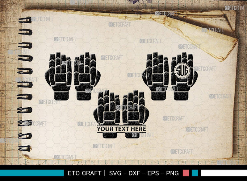 Cricket Hand Gloves Monogram, Cricket Hand Gloves Silhouette, Hand ...