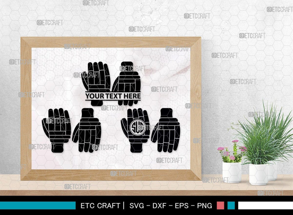 Cricket Hand Gloves Monogram, Cricket Hand Gloves Silhouette, Hand ...
