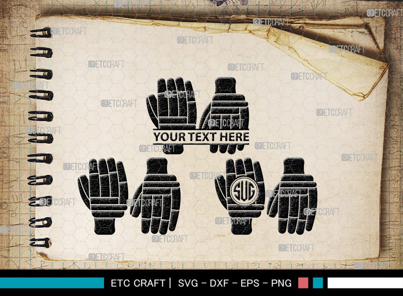 Cricket Hand Gloves Monogram, Cricket Hand Gloves Silhouette, Hand ...