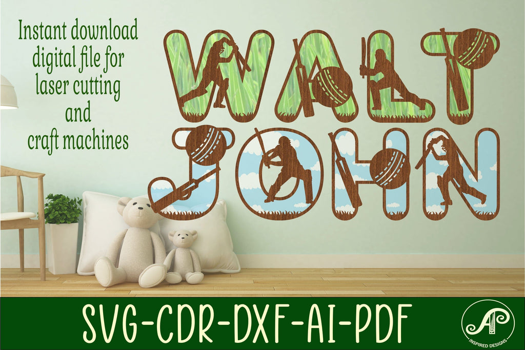 Cricket letters alphabet set. 70 layered letters. - So Fontsy