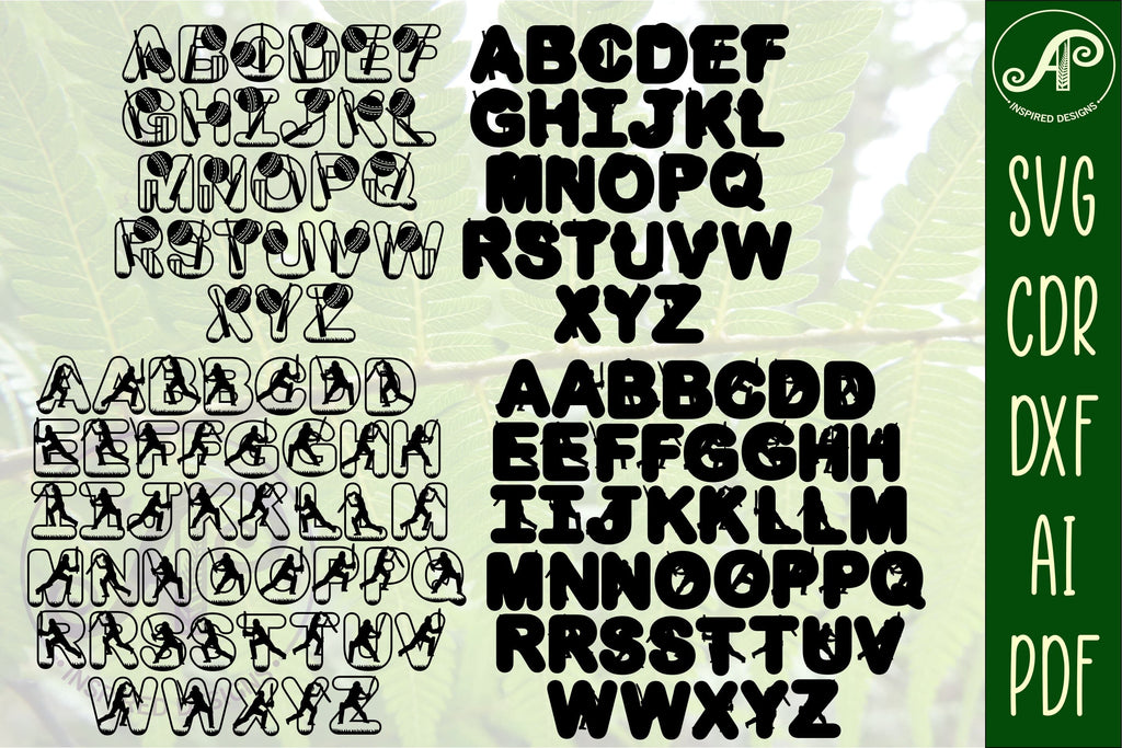 Cricket letters alphabet set. 70 layered letters. - So Fontsy