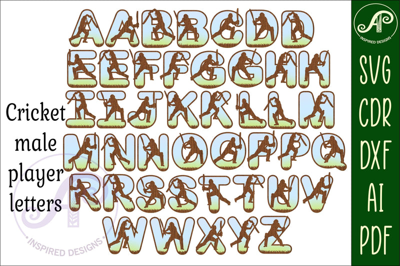 Cricket letters alphabet set. 70 layered letters. - So Fontsy