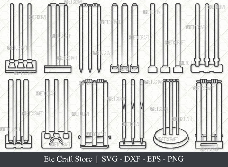Cricket Stump SVG, Stump Outline, Sports Svg, Cricket Svg, Stump Svg ...