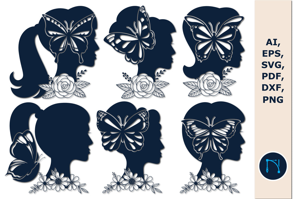 Cricut floral butterfly women SVG bundle - So Fontsy
