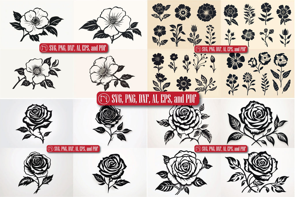 Cricut Flower SVG Cut File Mega Bundle - So Fontsy