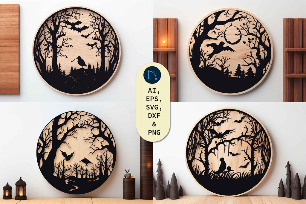 Cricut Spooky Round Wood Sign SVG Bundle - So Fontsy